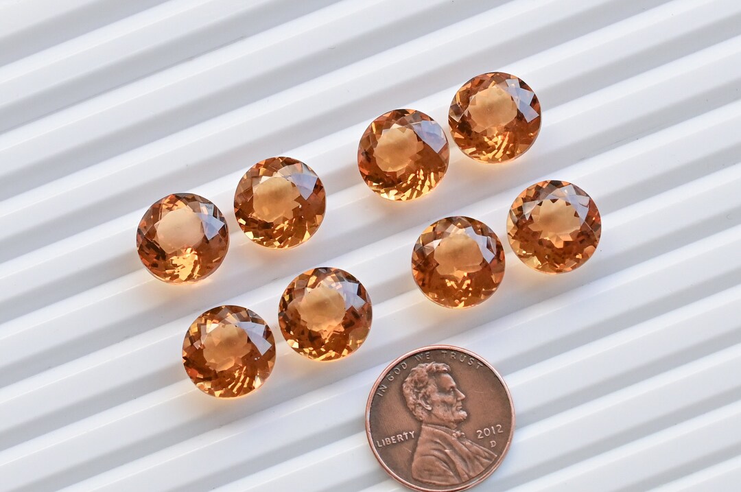 Pair of Citrine Intense Round Cut Faceted Natural Gemstone | 12x12x8 MM ...