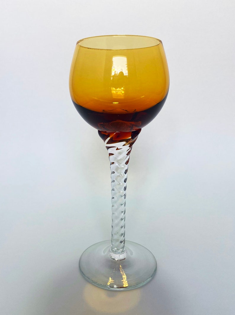 Vintage Multi Colored Twisted Stem Wine Glasses Set Of 6 Etsy