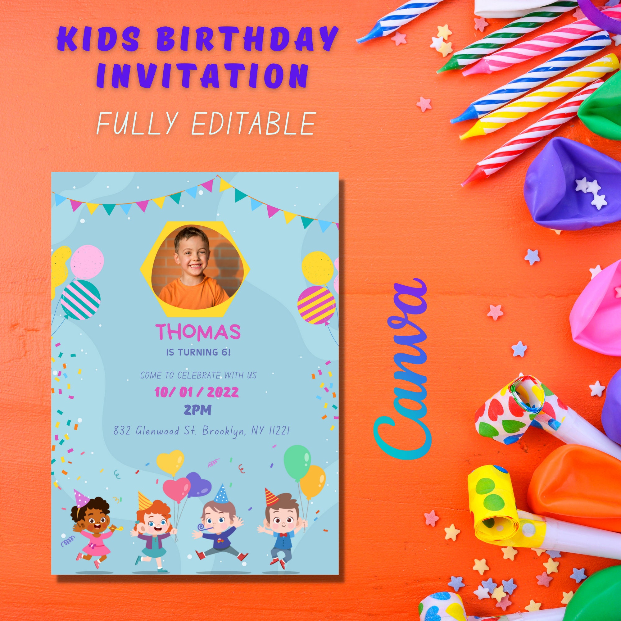 Invitación de cumpleaños KID / Invitación a fiesta Grils & Boys ...