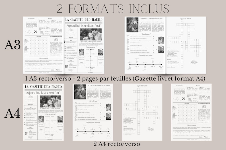 DIY Wedding Gazette Template - 4 Editable Pages - Wedding Invitation ...