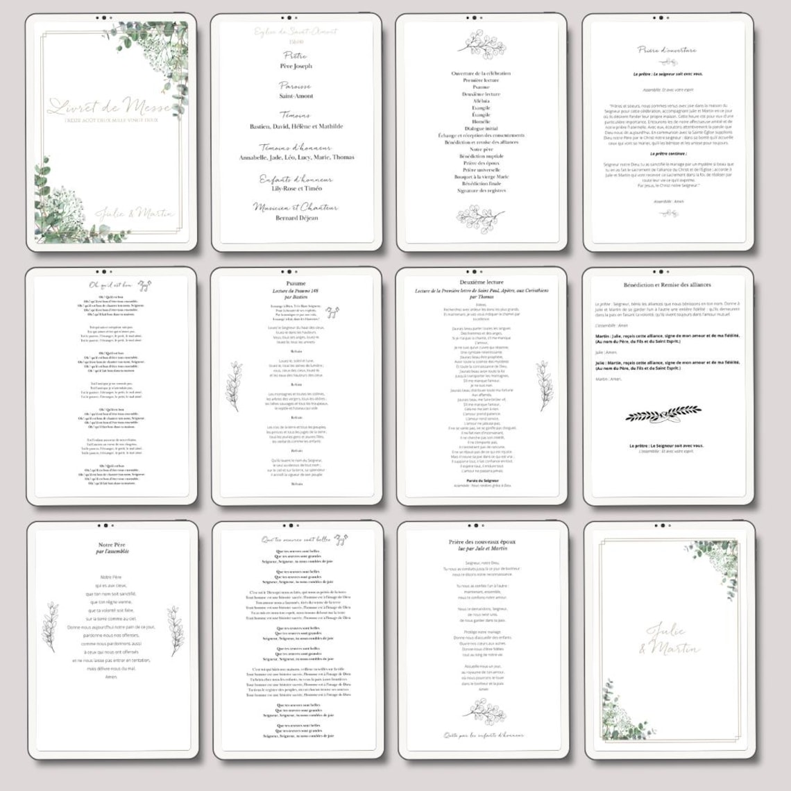 Editable Mass Booklet on Canva - Eucalyptus Theme - Religious Wedding ...