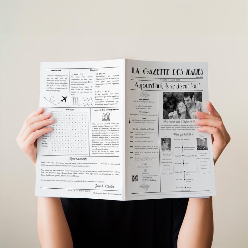 DIY Wedding Gazette Template - 4 Editable Pages - Wedding Invitation ...