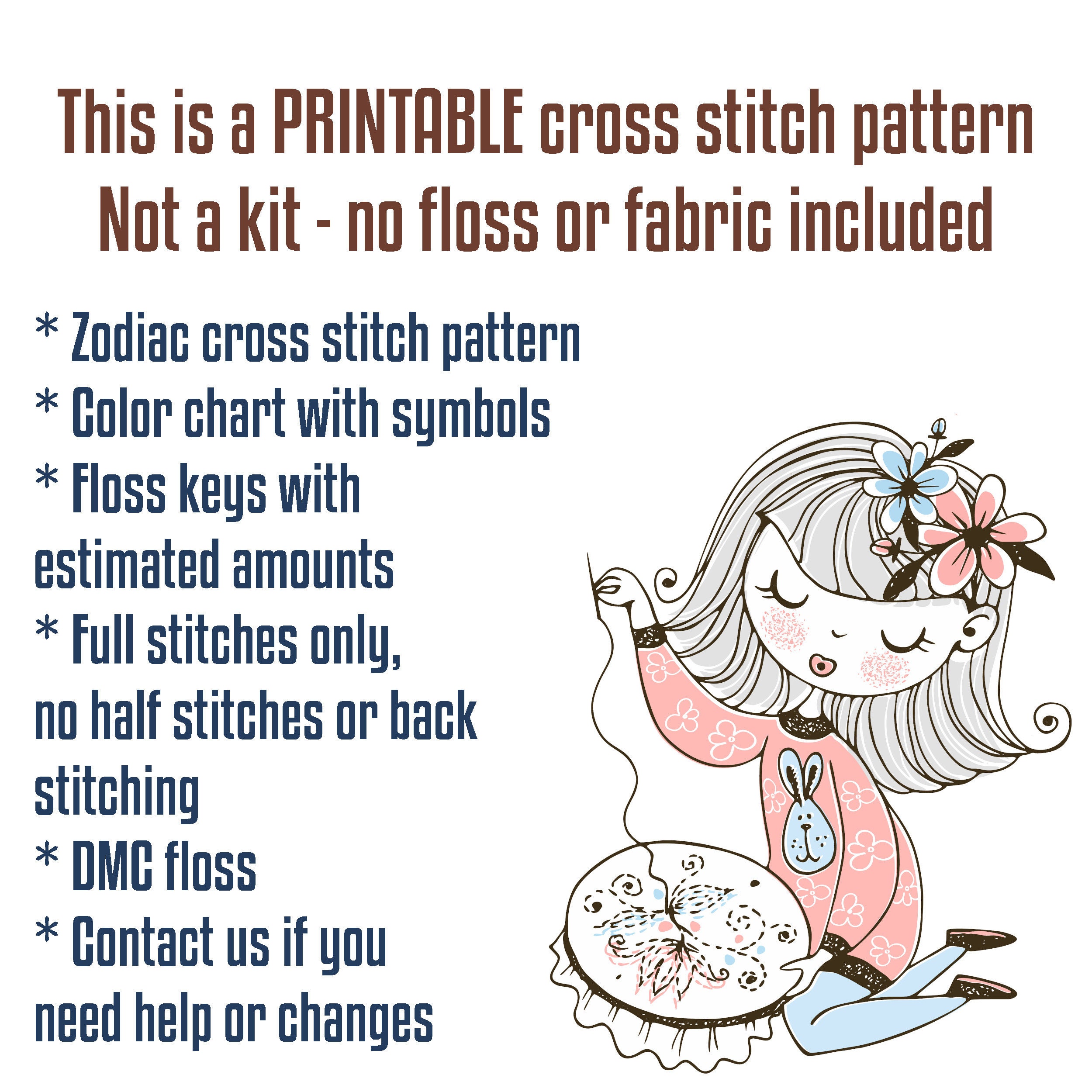 12 Signs of the Zodiac Cross Stitch Patterns, PDF Patterns, Instant ...