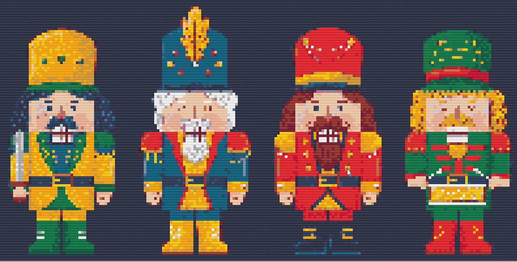 Nutcracker Cross Stitch Patterns, 4 Nutcrackers Christmas Printable PDF ...