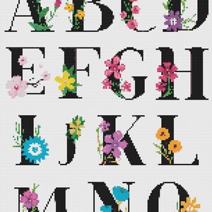Floral Cross Stitch Alphabet PDF Pattern, Printable Pattern, Color ...
