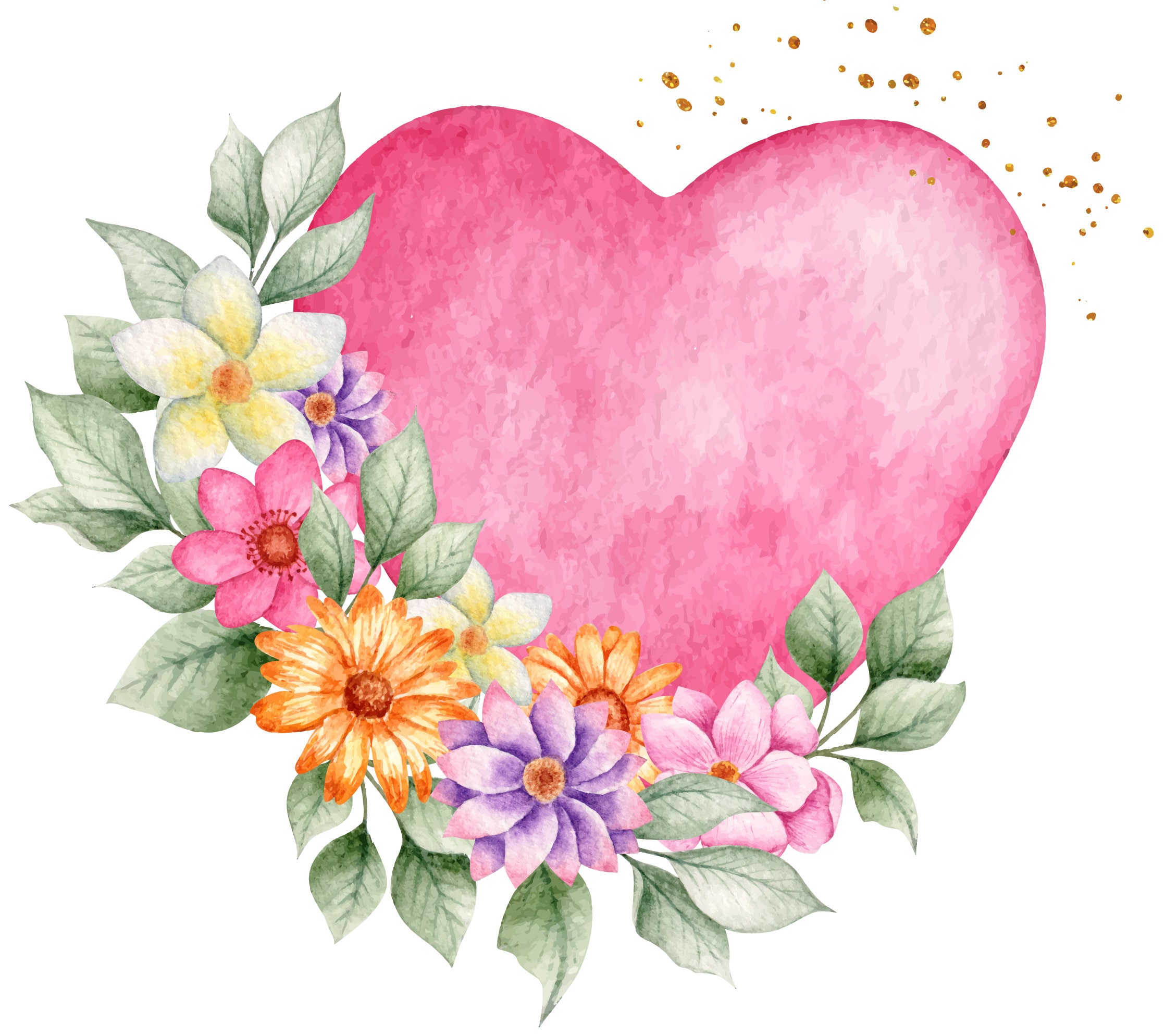 Flowered Heart Cross Stitch Pattern, Watercolor Pink Love Valentine PDF ...