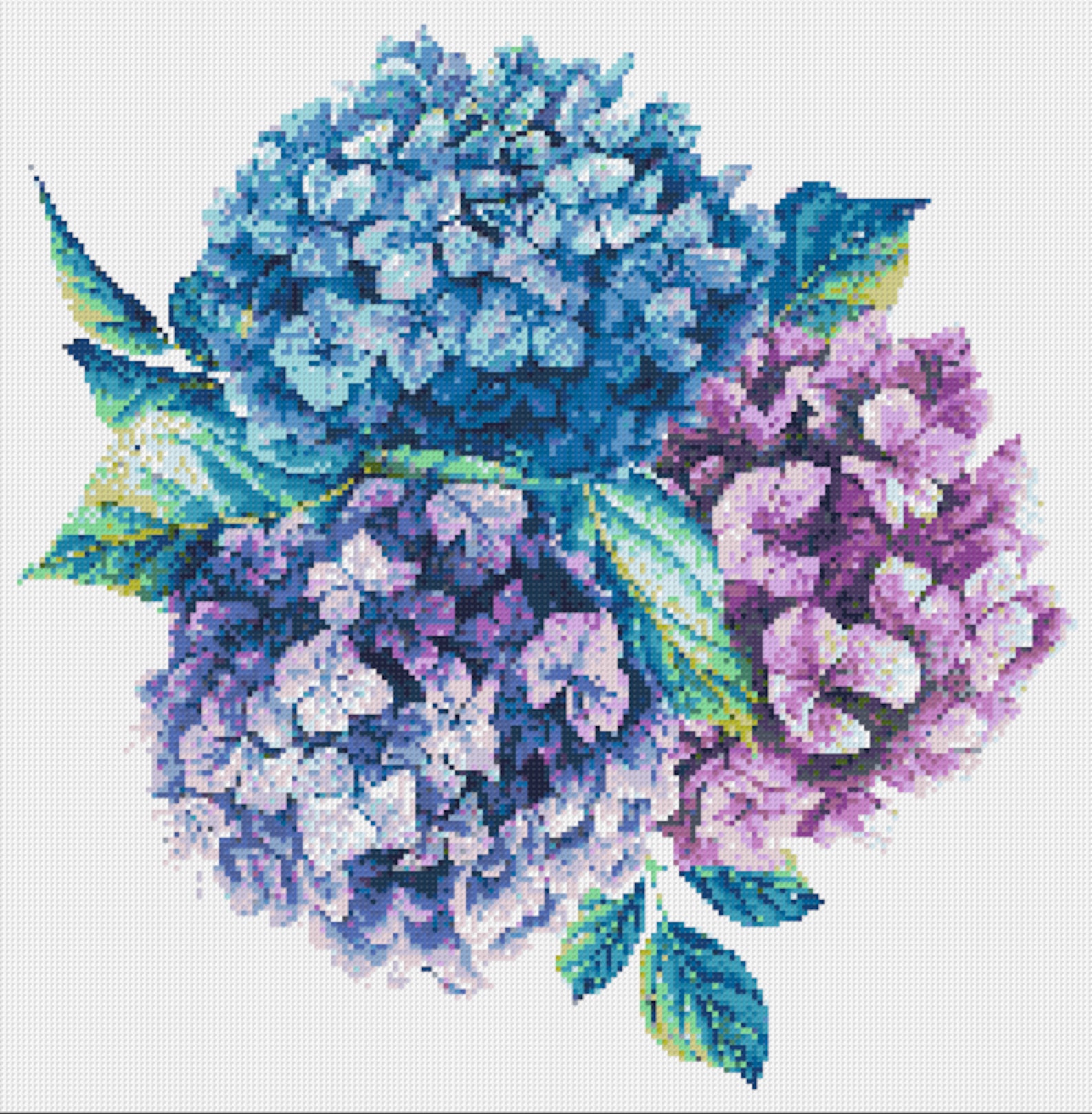 Cross Stitch Patterns: 3 Hydrangea Flowers Printable PDF Patterns ...