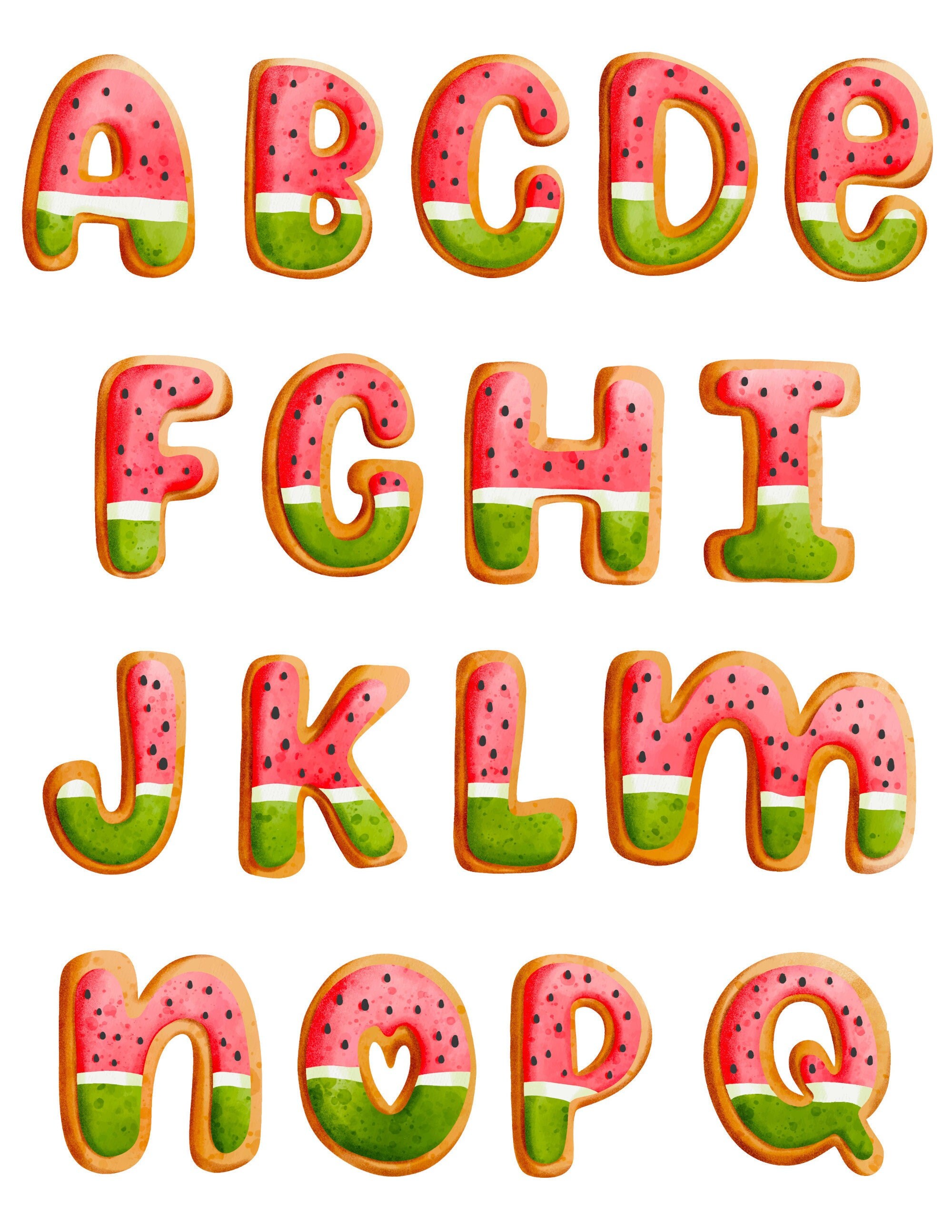 Watermelon Cross Stitch Alphabet PDF Pattern Printable - Etsy