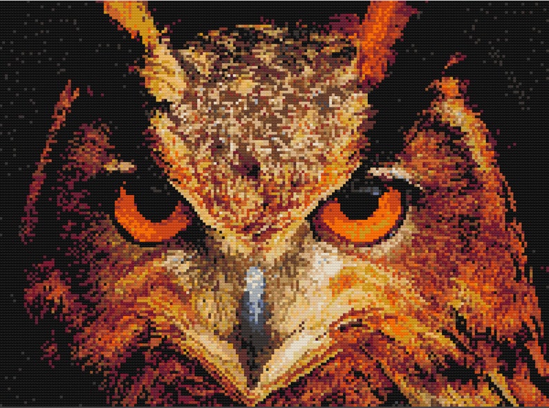 Owl Cross Stitch Pattern Printable Owl PDF Pattern Color and - Etsy