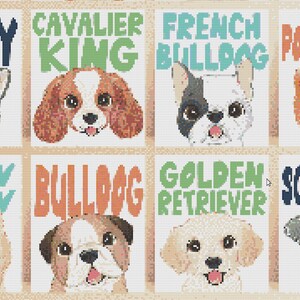 12 Dogs Cross Stitch Patterns, Printable Animals PDF Patterns, 2 Kinds ...