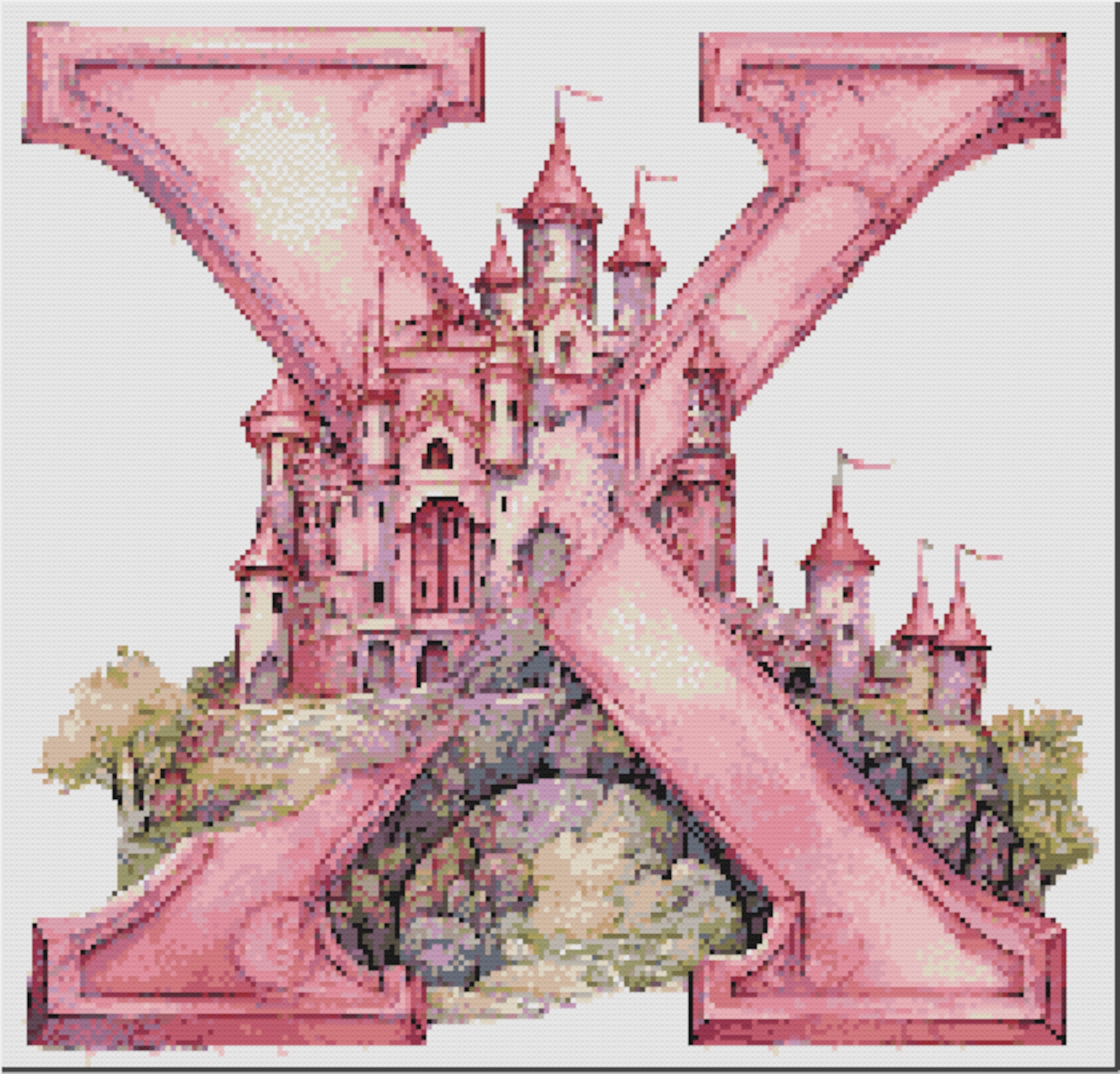 Pink Princess Castle Cross Stitch Alphabet, 27 Pink Palaces PDF ...