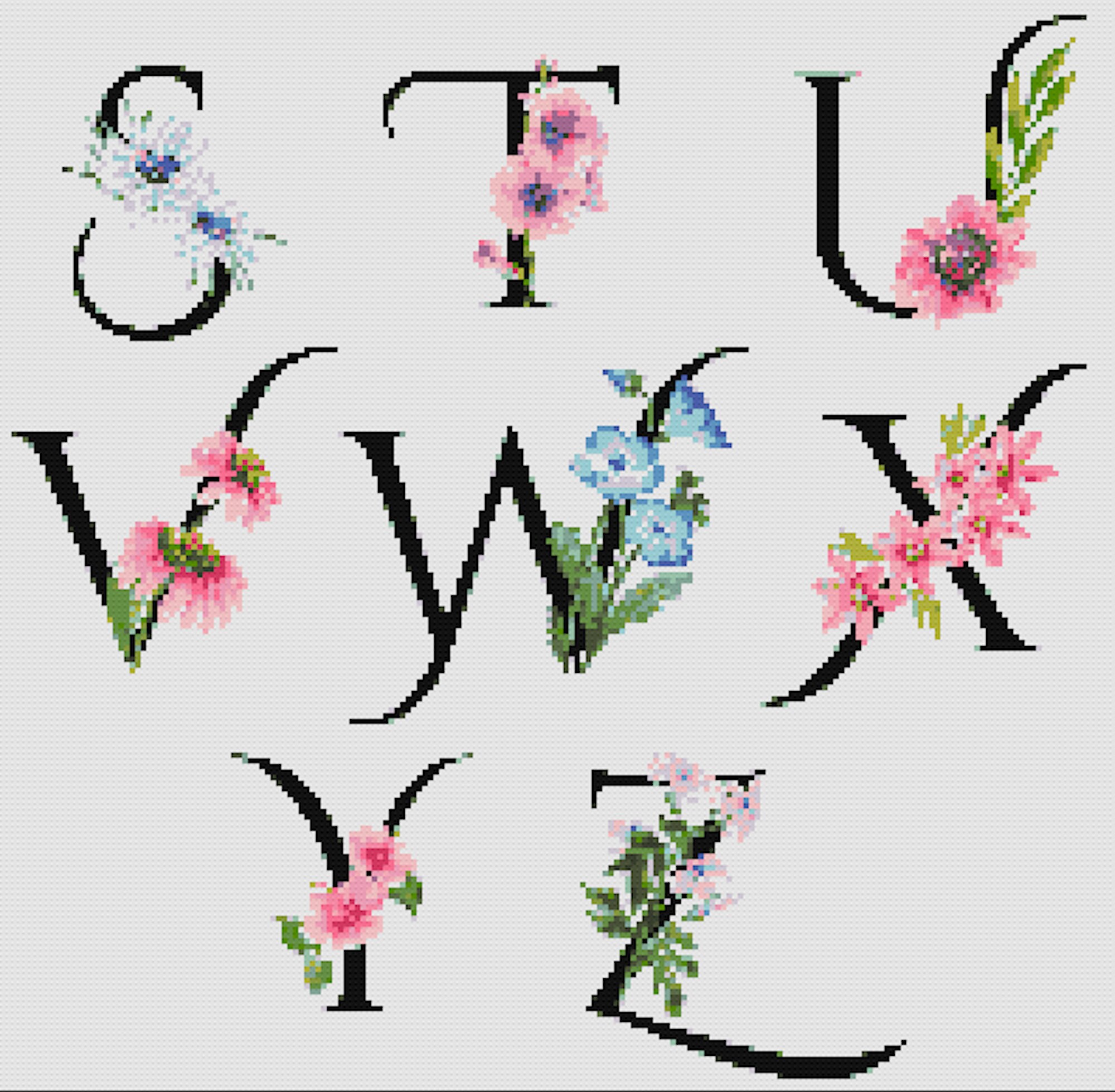 Floral Cross Stitch Alphabet PDF Pattern Printable Pattern - Etsy