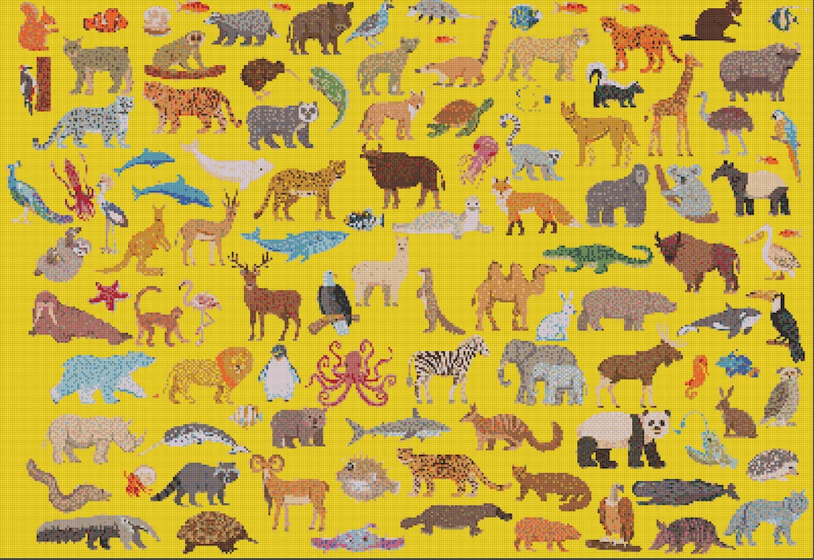 106 Mini Animals Cross Stitch Patterns, Printable PDF Patterns, 2 Kinds ...