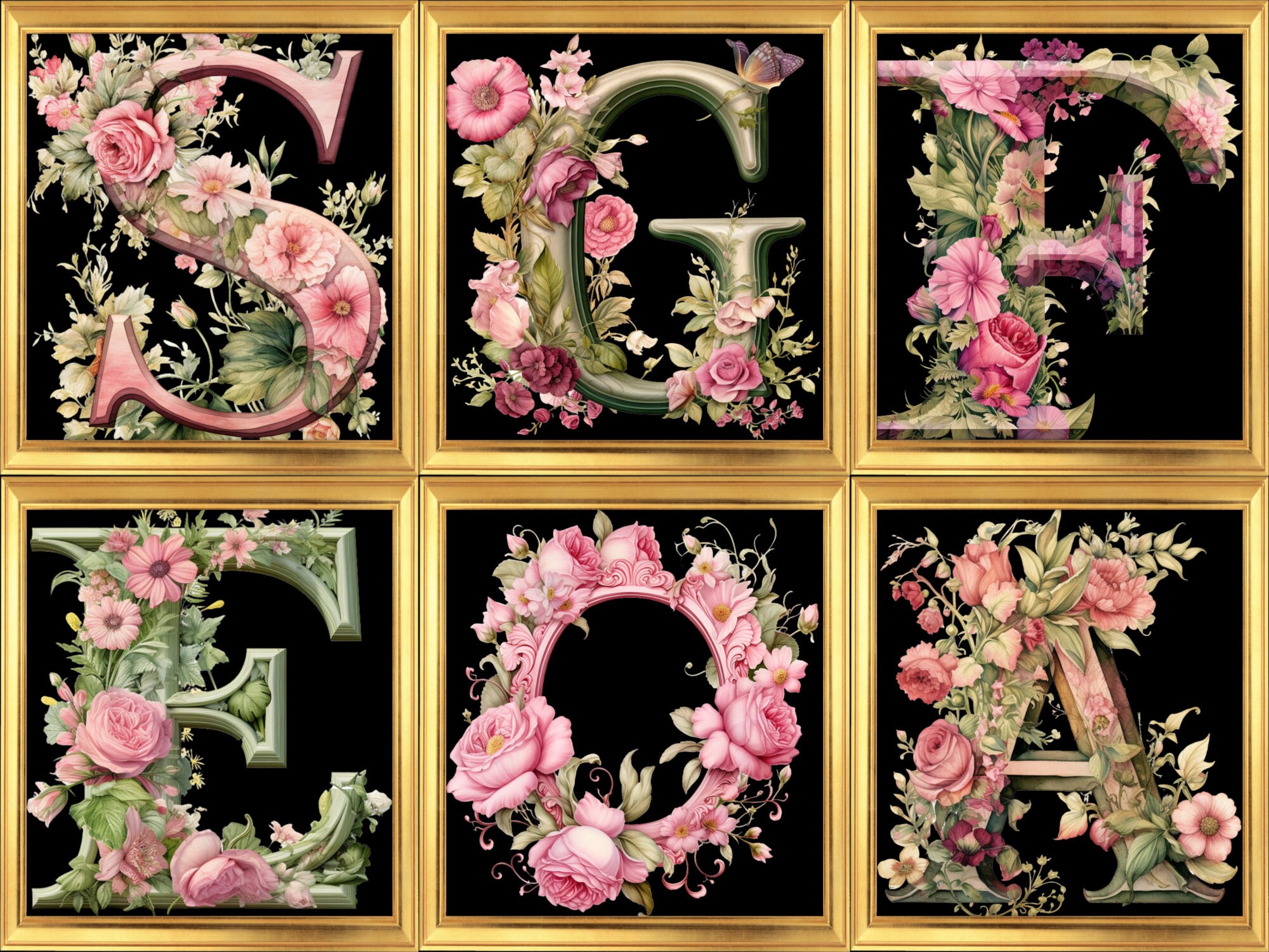 Victorian Rose Alphabet Cross Stitch Alphabet, 26 Pink Flower PDF ...