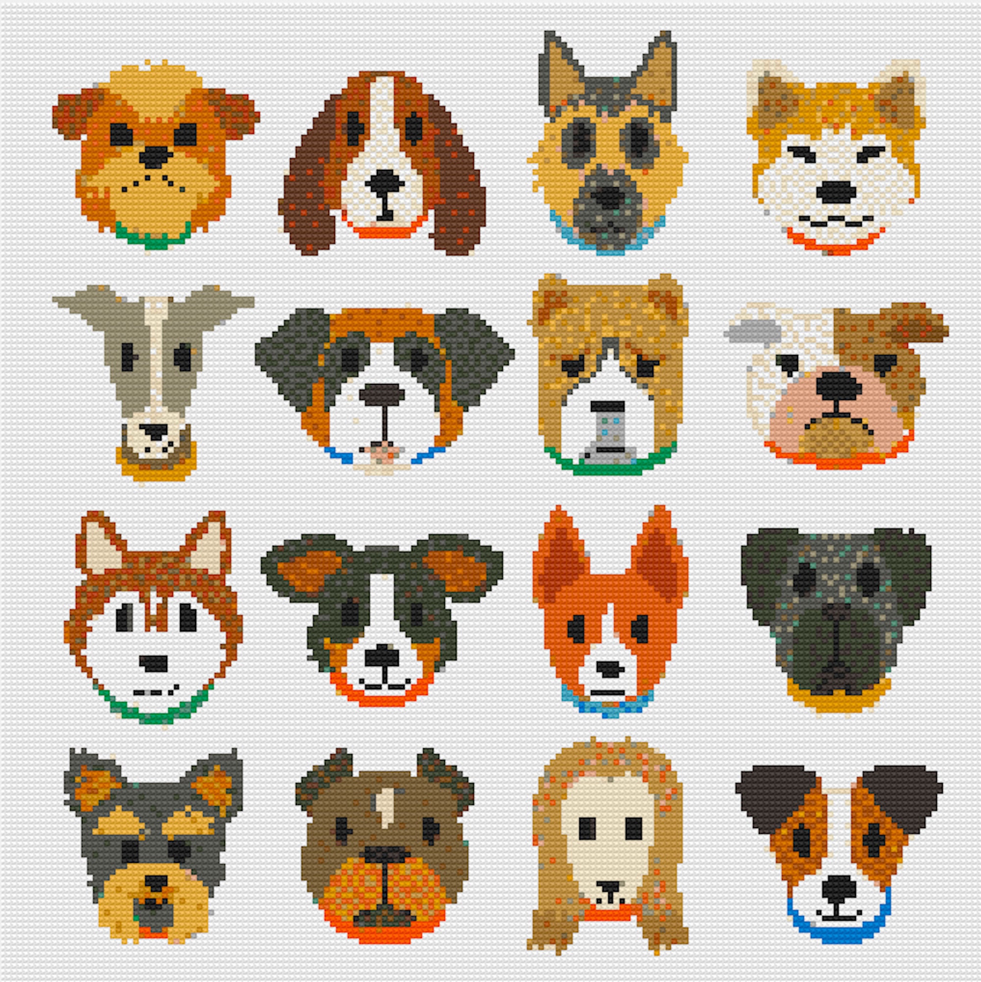 48 Mini Dogs Heads Cross Stitch Patterns Printable PDF | Etsy