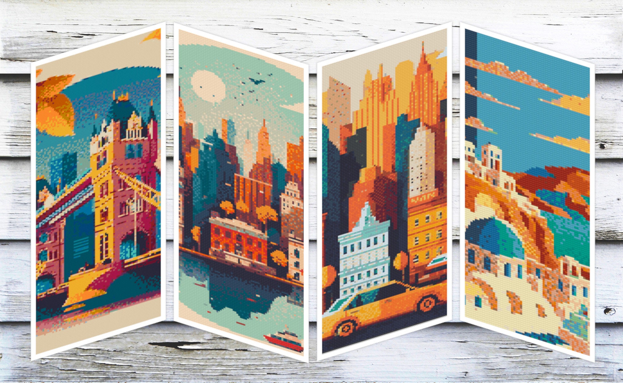 8 City Cross Stitch Patterns, Printable PDF Patterns, New York, London ...