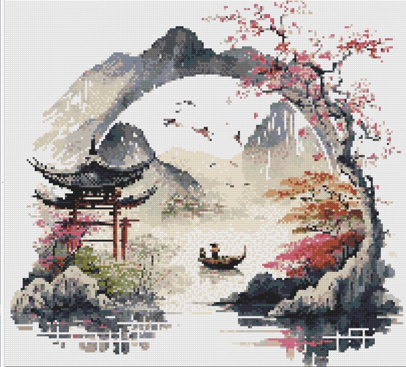 3 Japanese Art Cross Stitch Patterns Japanese Printable PDF - Etsy