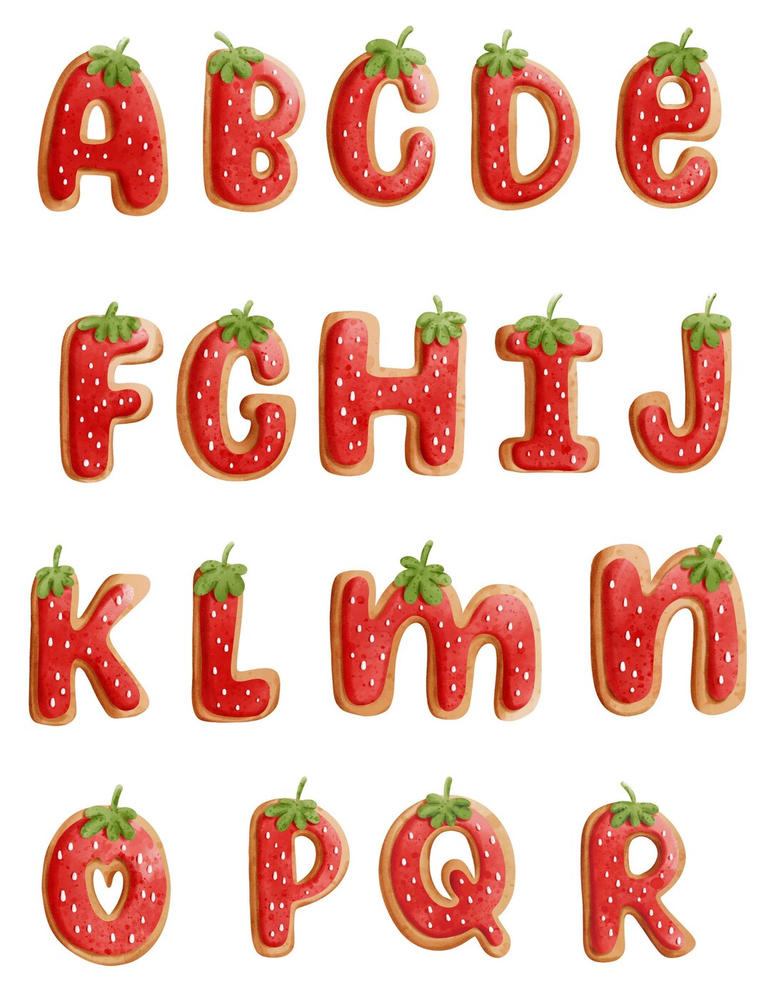 Strawberry Cross Stitch Alphabet PDF Pattern, Printable Pattern, Color ...
