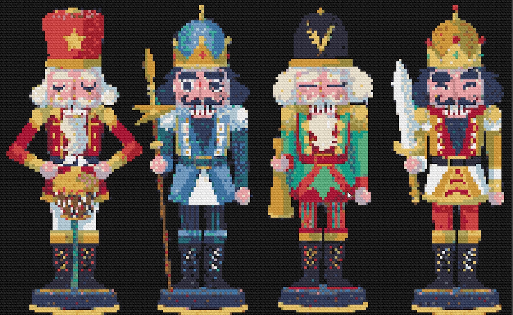 Nutcracker Cross Stitch Patterns, 4 Nutcrackers Christmas Printable PDF ...