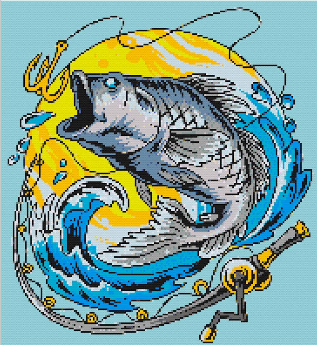 Fishing Cross Stitch Pattern: Printable Sport PDF Pattern - Etsy