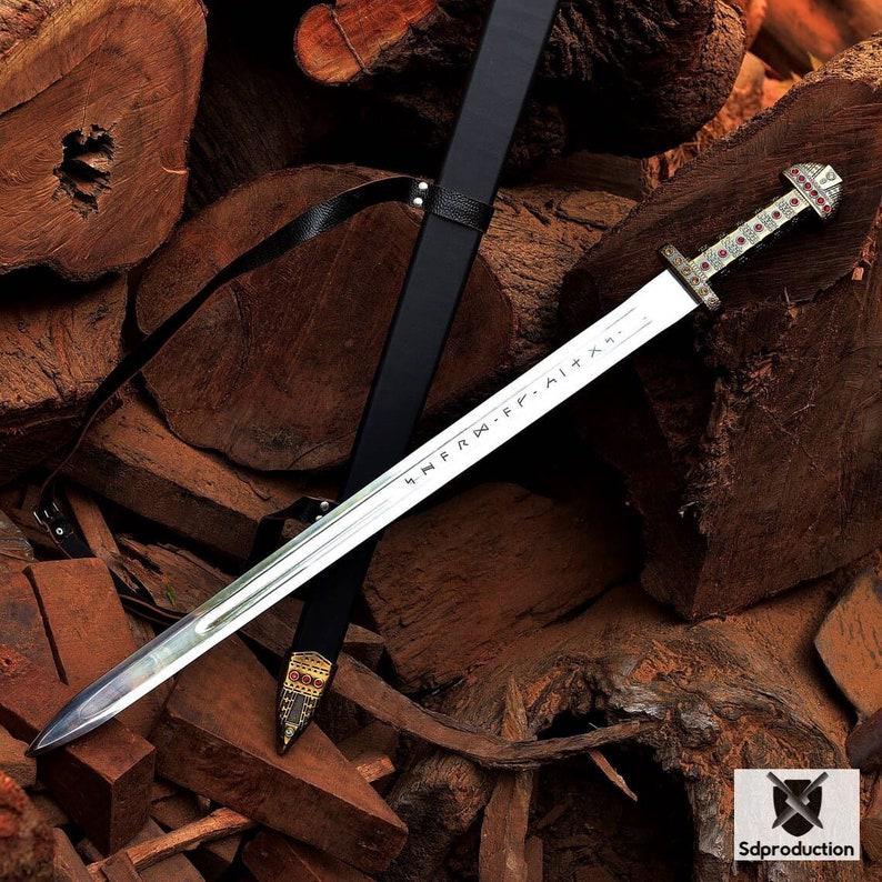 King Ragnar Lothbrok Viking Sword, Handcrafted Norse Replica Nordic ...
