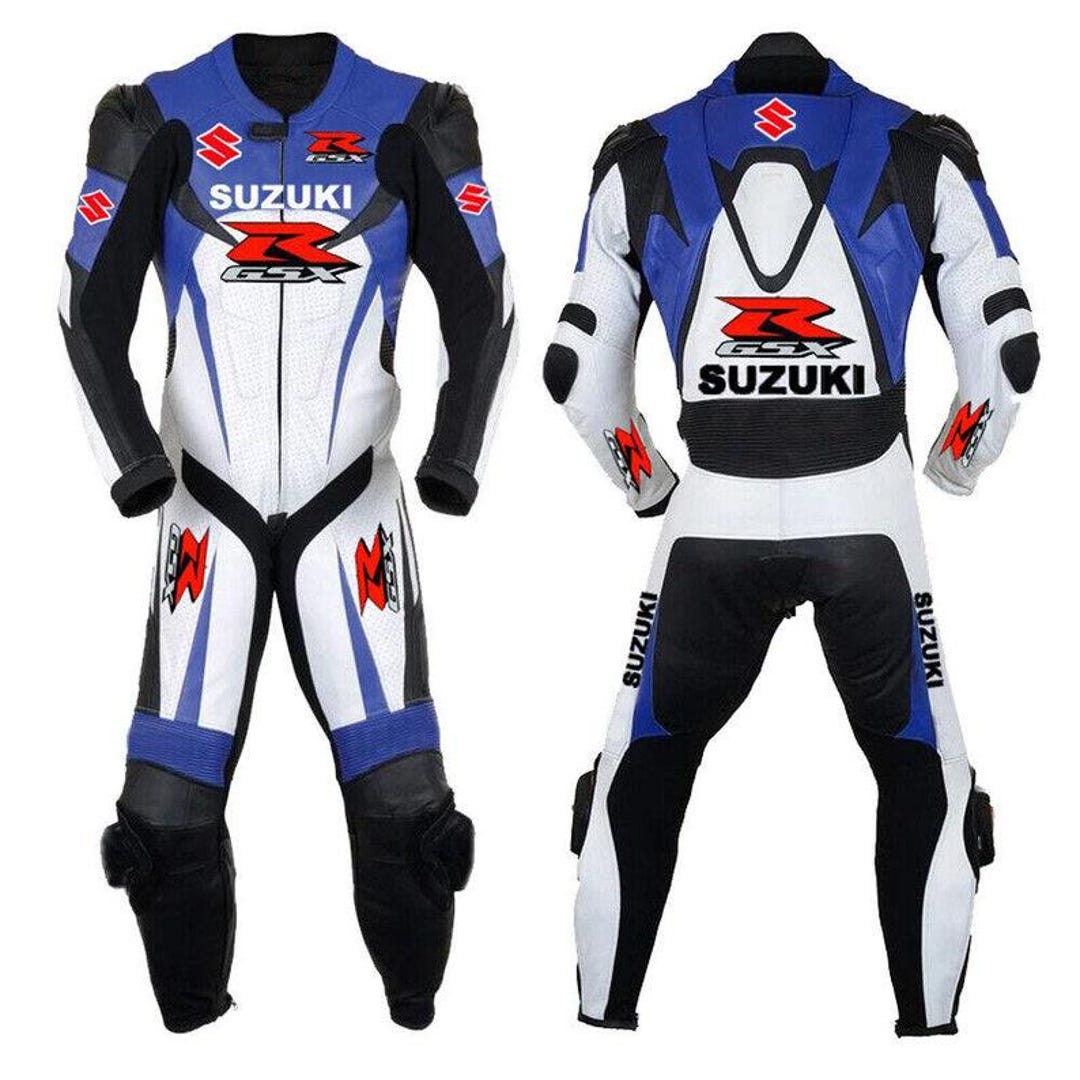Suzuki Men Motorbike Racing Suit -top Grain Cowhide Mild Leather Suits ...