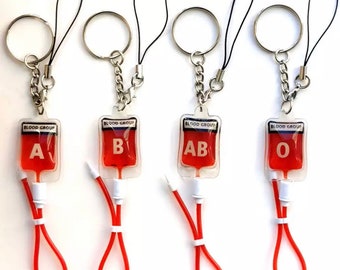 Blood Type Glass Bottle Medical Science Custom Keychain Charm - Etsy