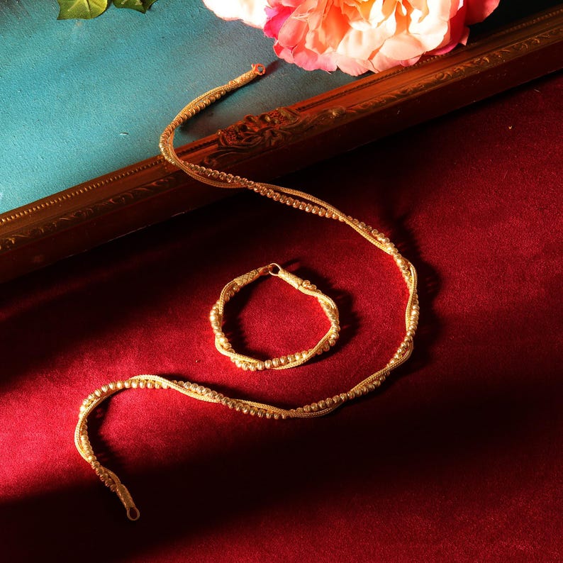 Handcrafted 24K Gold-plated Silver Dorica Bracelet & Necklace: Woven ...