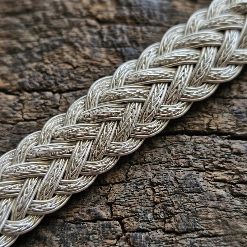 Handwoven 999 Pure Silver Mens Bracelet, Braided Chain, Personalized ...