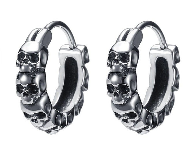Mini Skull Hoop Earrings - Etsy