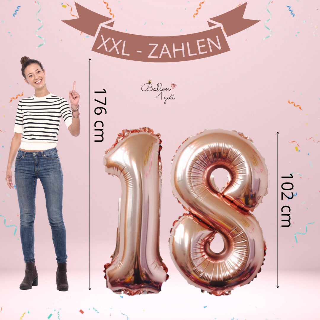 JUMBO Numbers Giant Balloon 102 Cm Rose Gold Balloon XXL Foil Balloon ...