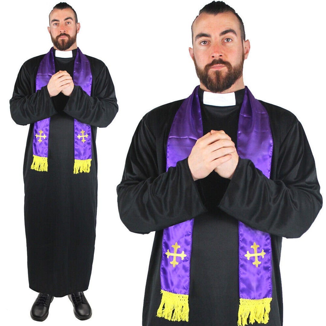 Men's Priest Costume Vicar Religious Fancy Dress Robe and - Etsy