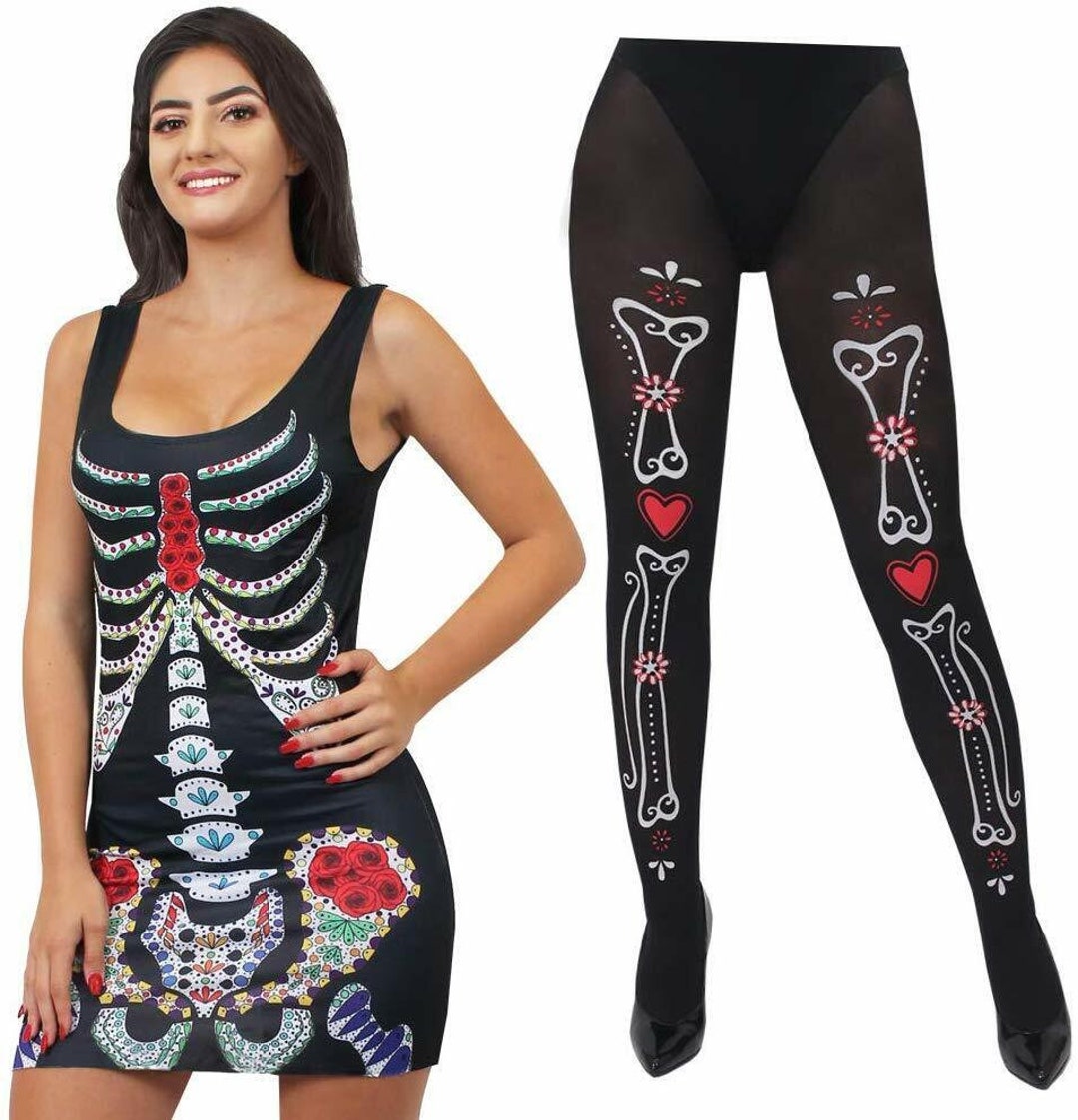 Ladies Day of the Dead Mini Dress Sexy Skeleton Fancy Dress - Etsy