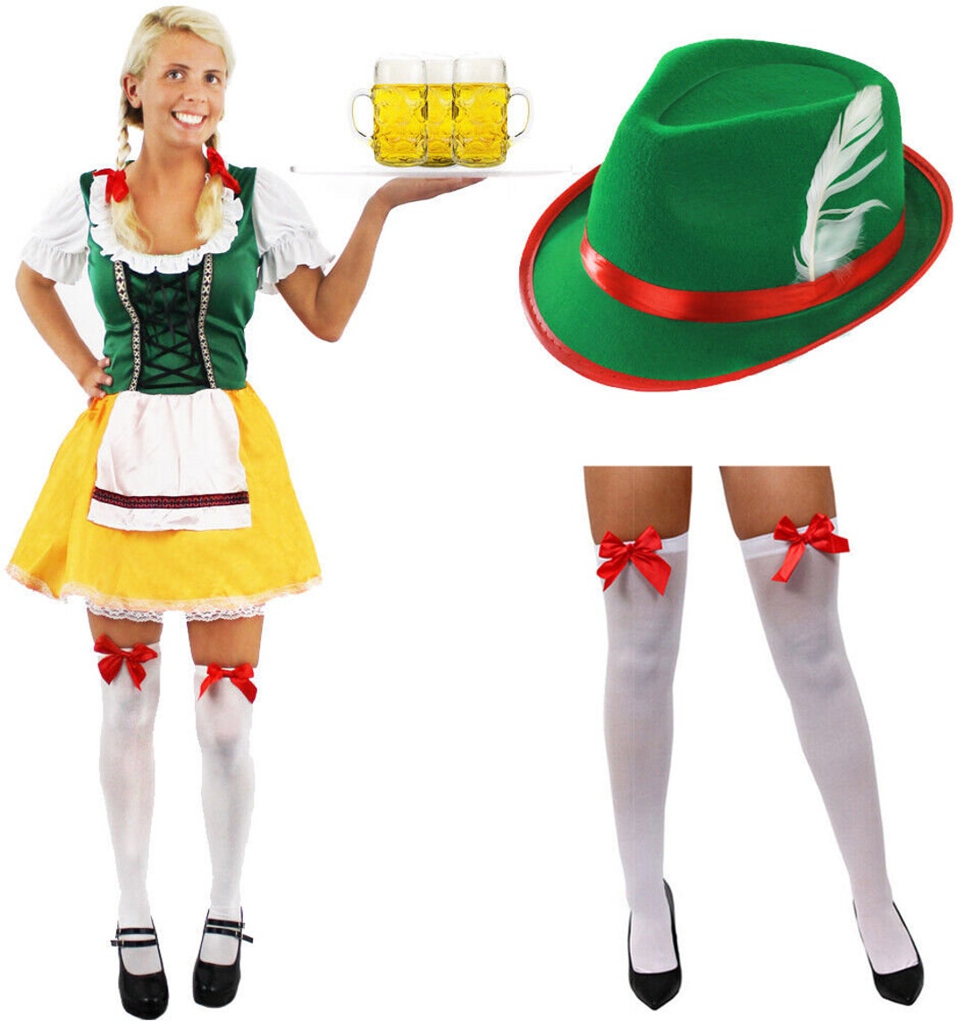 Bavarian Beer Girl Costume Oktoberfest Fancy Dress Womens German Maid ...