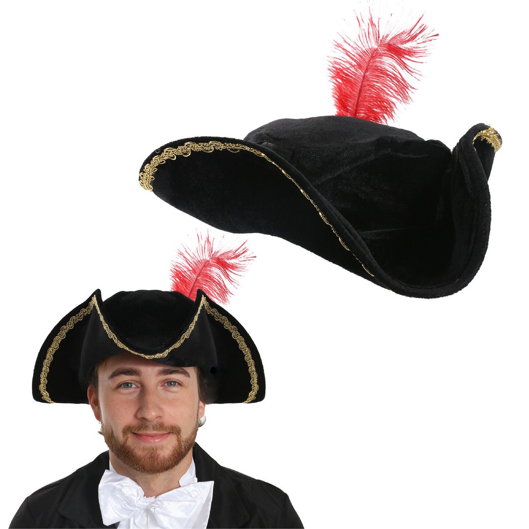 Adult Musketeer Pirate Black Hat With Feather Medieval Fancy - Etsy