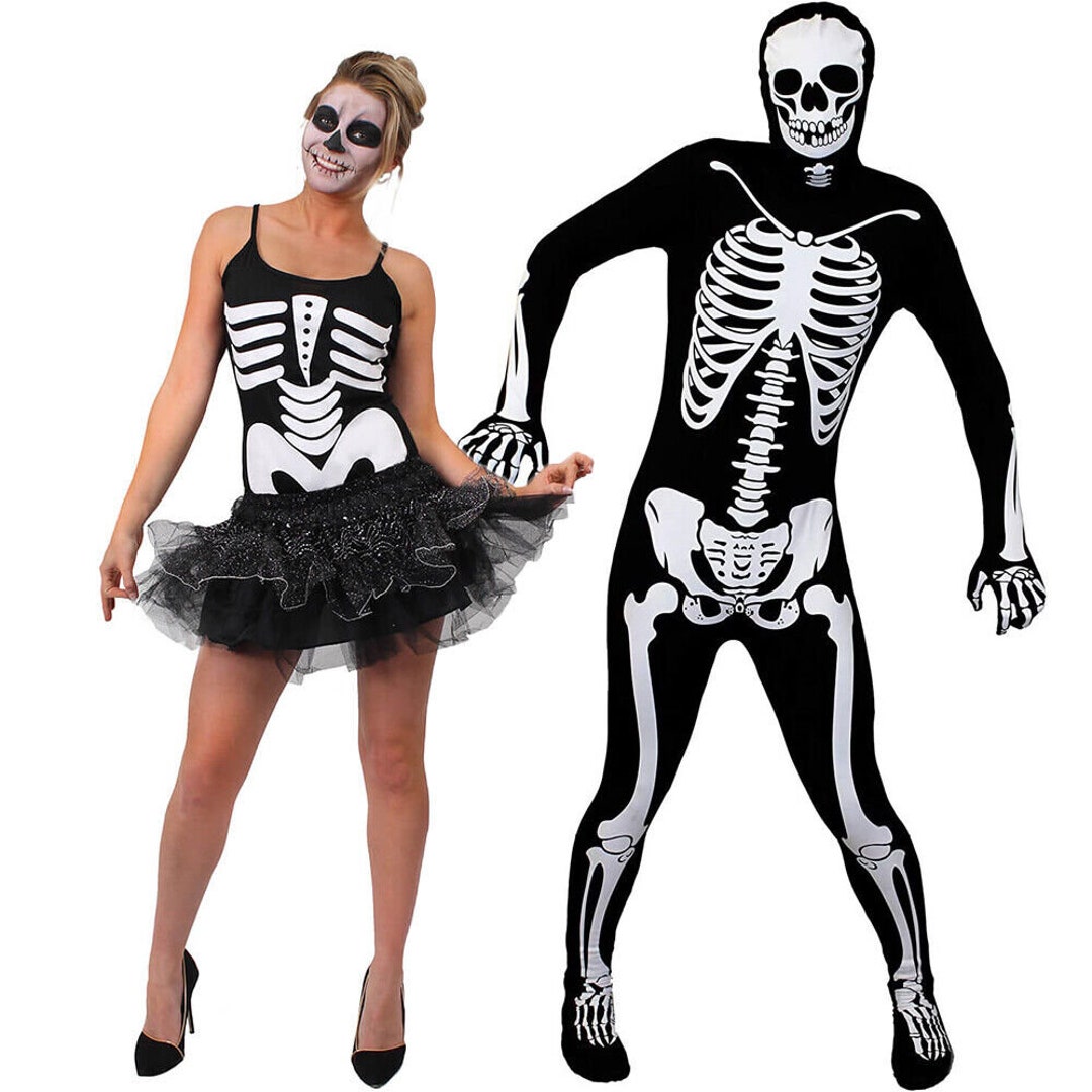 Skeleton Fancy Dress Costume Mens Skinsuit Ladies Tutu Outfit - Etsy