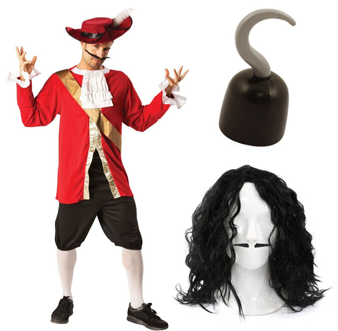 Mens Official Disney Captain Hook Costume Fancy Dress Costume World ...