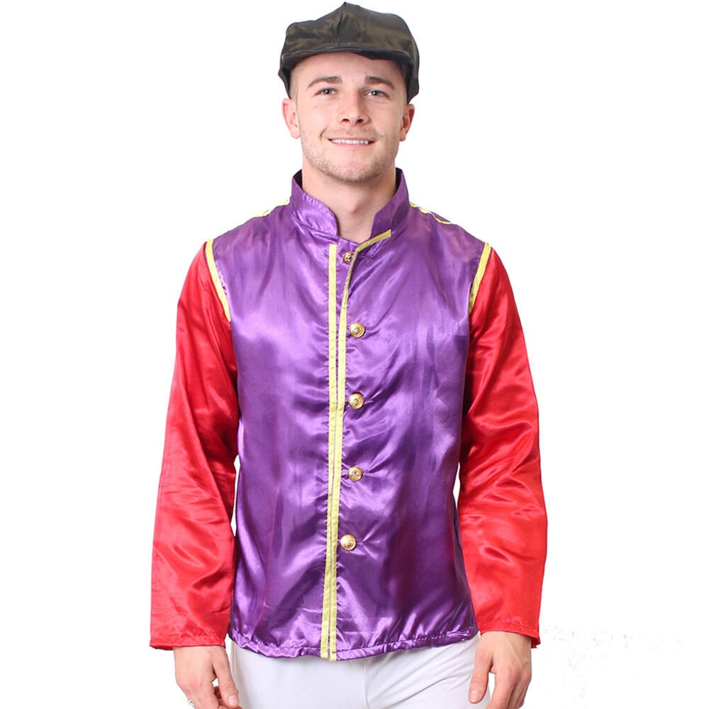Jockey Costume 2 Piece Purple Set Mens Horse Racing Fancy Dress Jacket ...