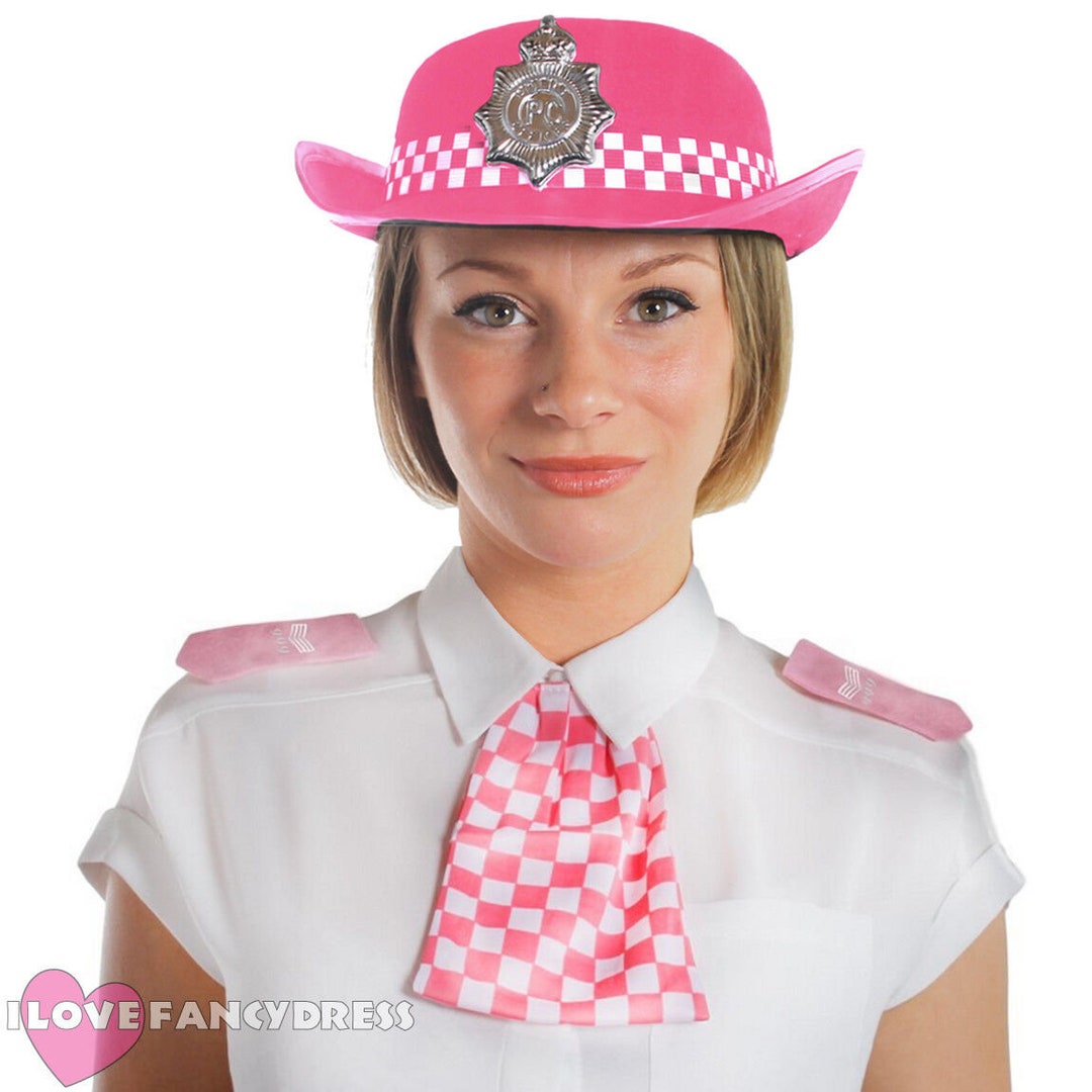 Ladies Police Hat Wpc Pink Felt Police Woman Fancy Dress Hen Etsy