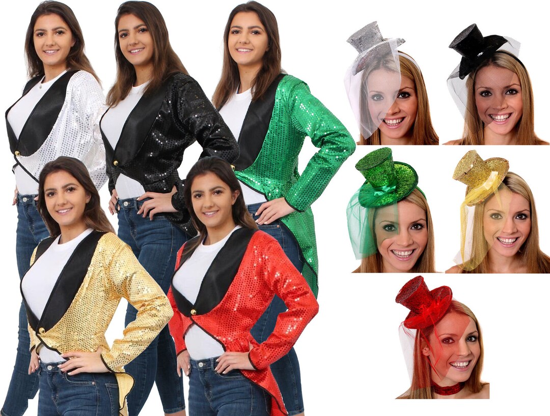 Ladies Sequin Tailcoat and Mini Glitter Top Hat Cabaret Fancy - Etsy