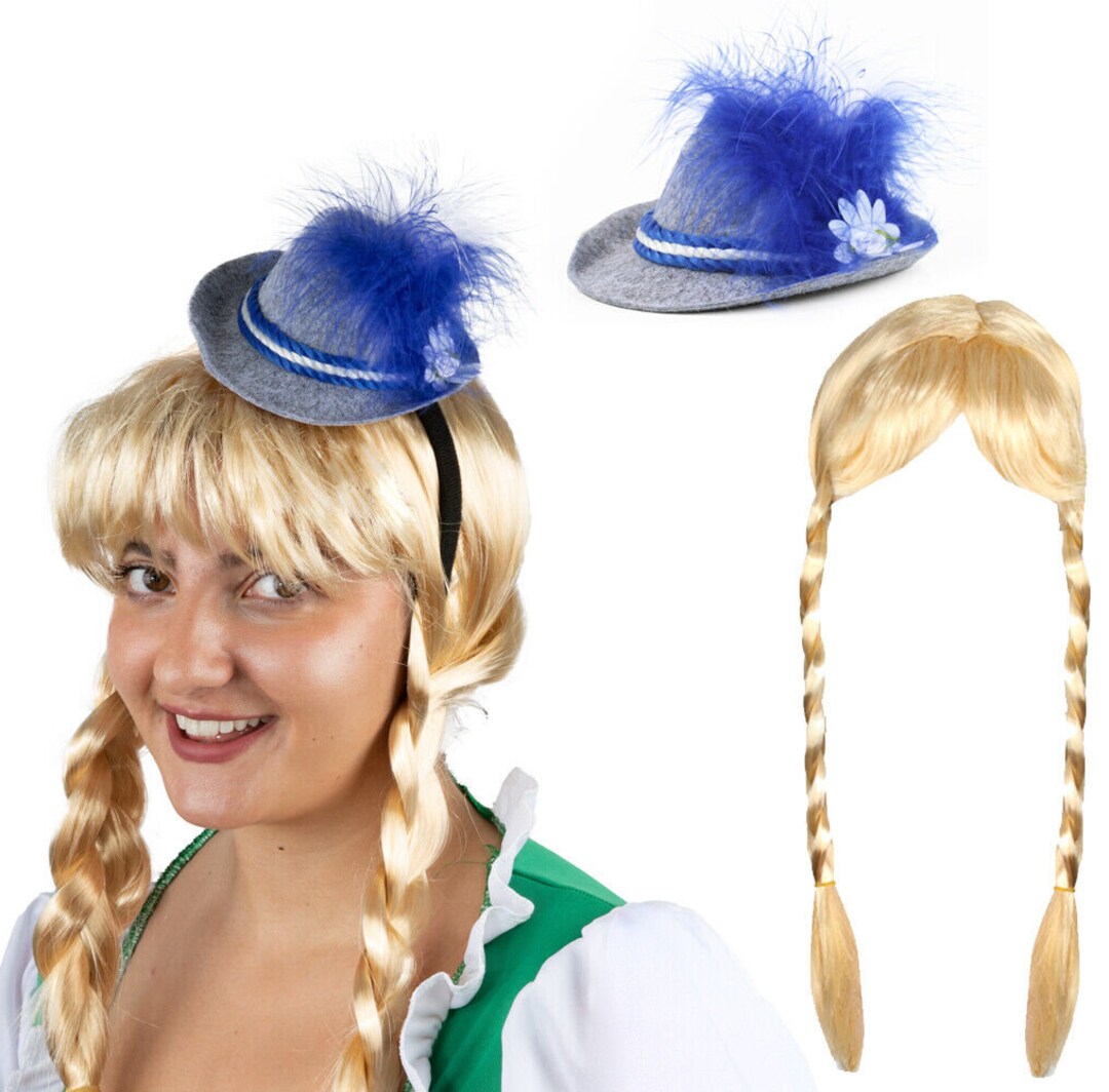 Blonde Plait Wig and Mini Hat Ladies Oktoberfest Bavarian - Etsy