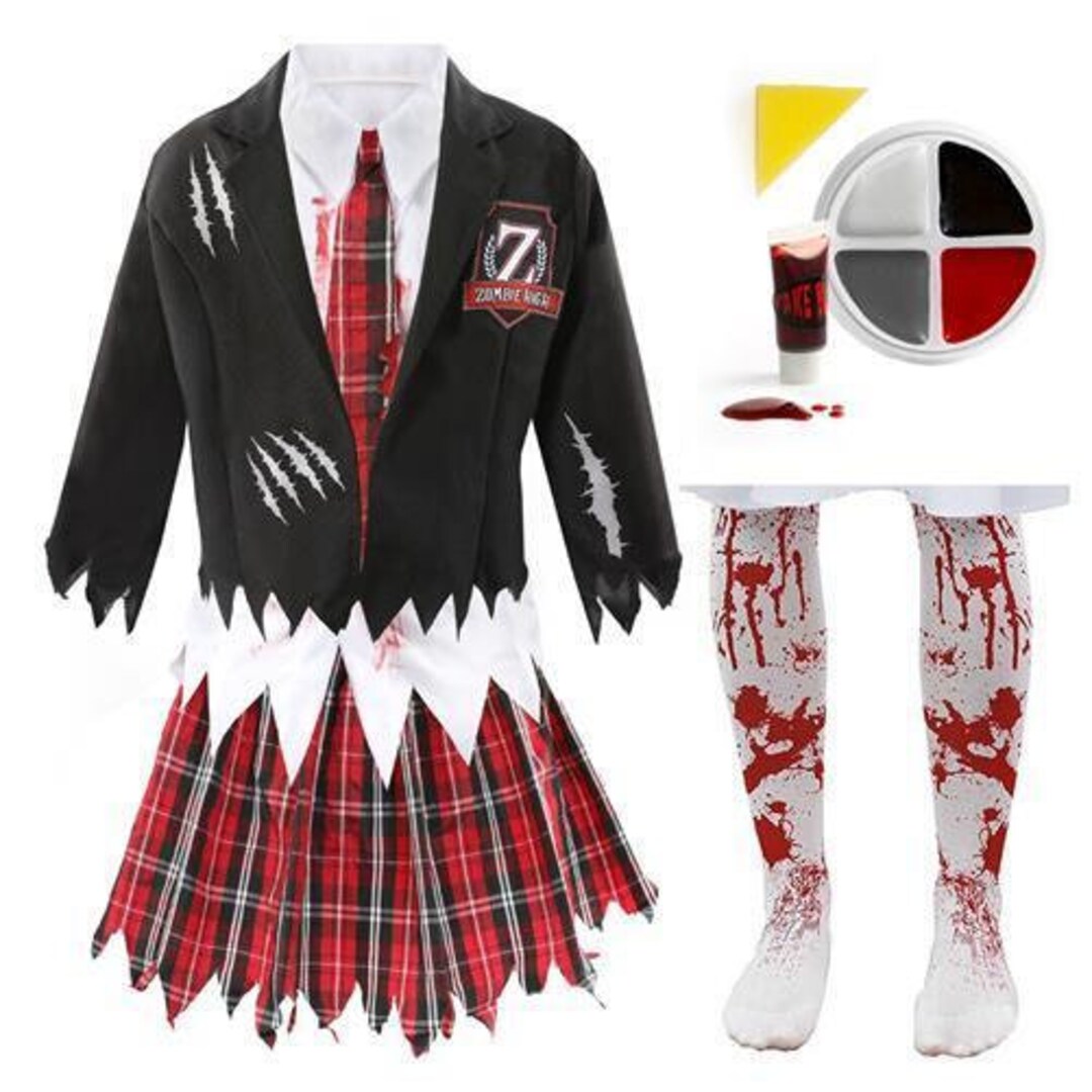 Girls Halloween Costume Zombie School Girl Horror Outfit Kids - Etsy