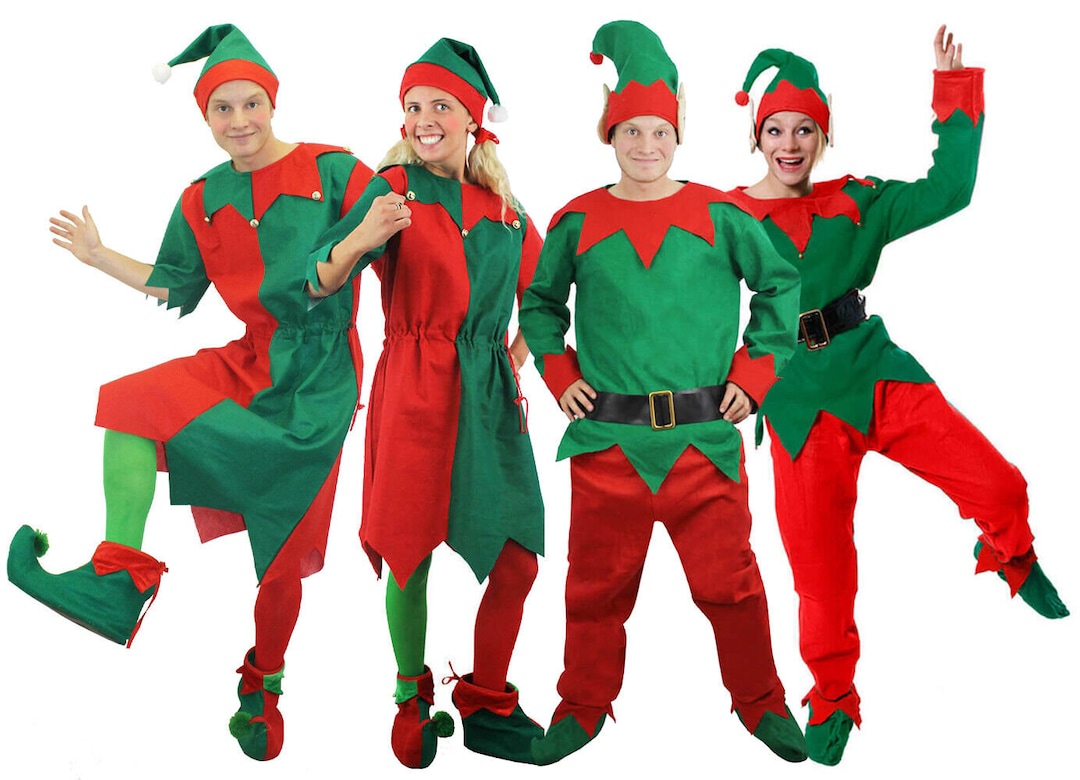 Adult Elf Costume Ladies Mens Christmas Fancy Dress Elves Xmas - Etsy ...