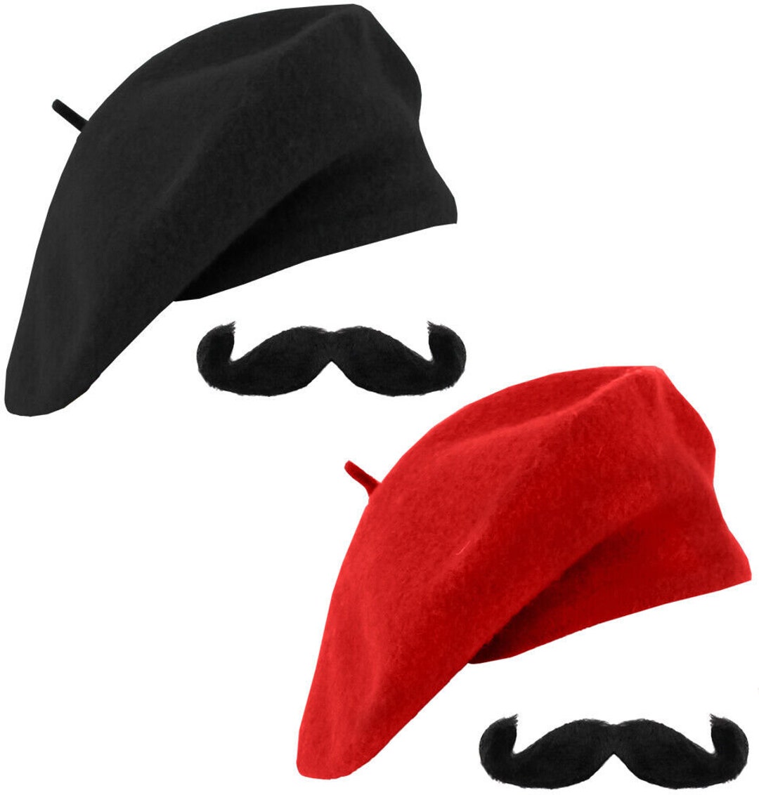 Beret and Curly Moustache Set French Fancy Dress Costume Kit - Etsy