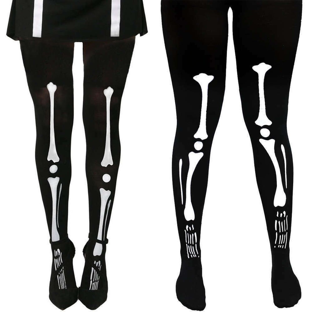 Ladies Halloween Skeleton Bone Tights Black Womens Fancy Dress - Etsy