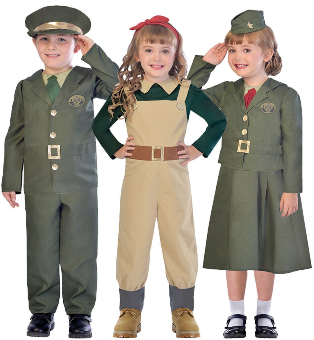 Kids Girls Boys Ww2 Soldier Costume Army Officer 1940s Fancy - Etsy