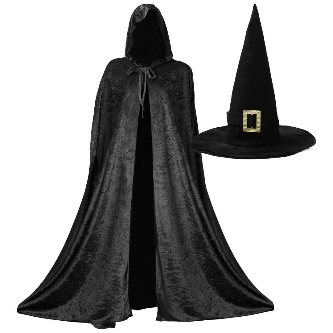 Ladies Large Witches Hat and Velour Cape Halloween Fancy Dress - Etsy