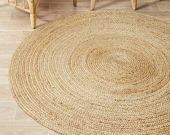 Hand-braided Natural Round Jute Rug Custom Size Jute Round | Etsy
