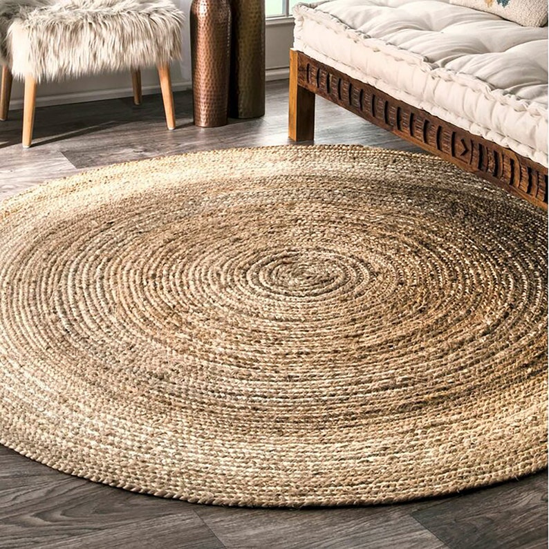 Hand-braided Natural Round Jute Rug Custom Size Jute Round | Etsy