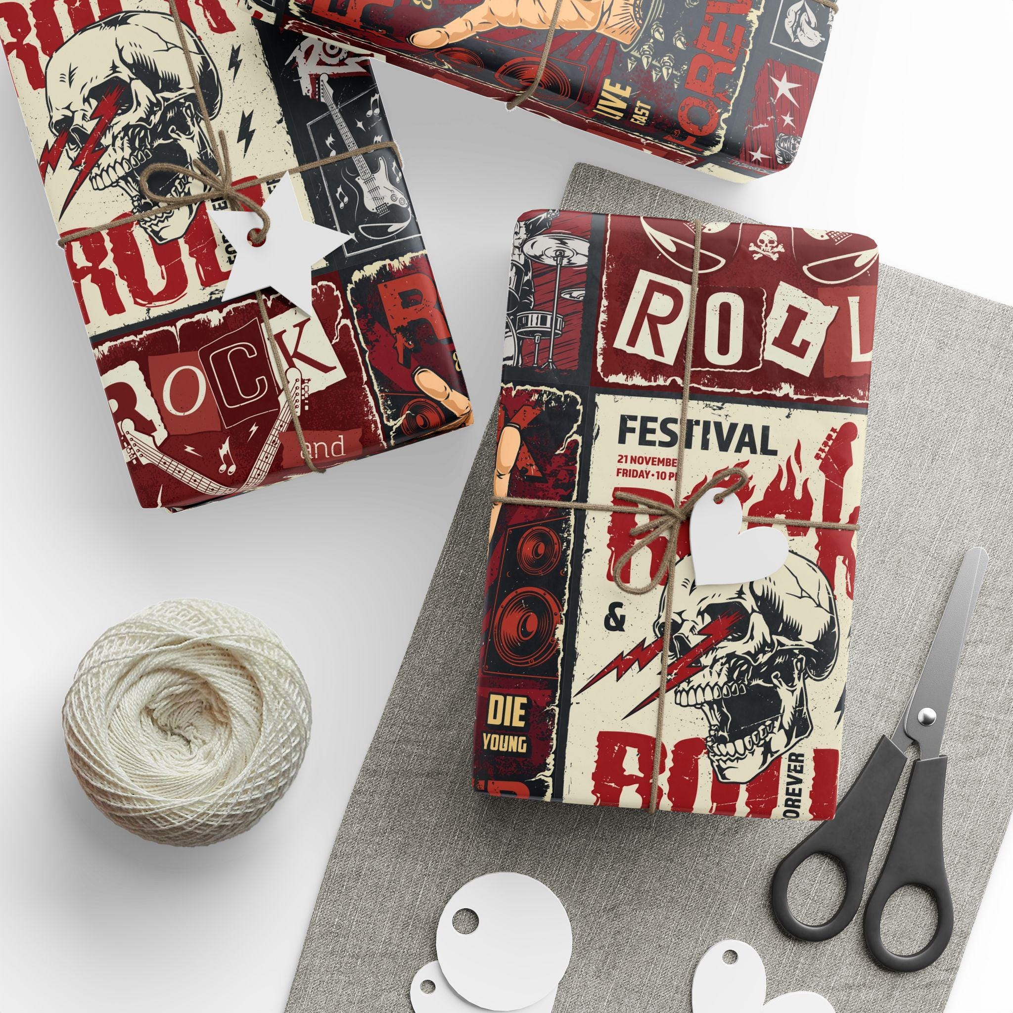 Rock & Roll Wrapping Paper: Vintage Music Festival Gift Wrap - Etsy